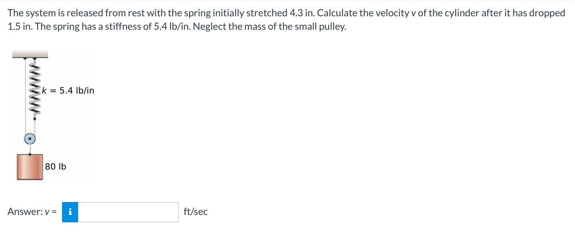 Solved The system is released from rest with the spring | Chegg.com