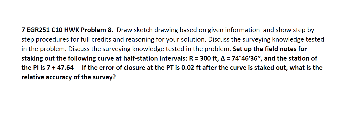 Solved 7 EGR251 C10 HWK Problem 8. Draw sketch drawing based | Chegg.com