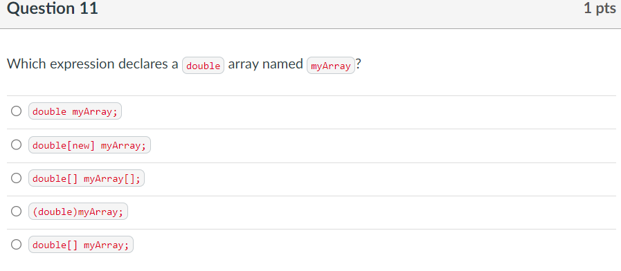 Solved Which Expression Declares A Array Named Double 8503
