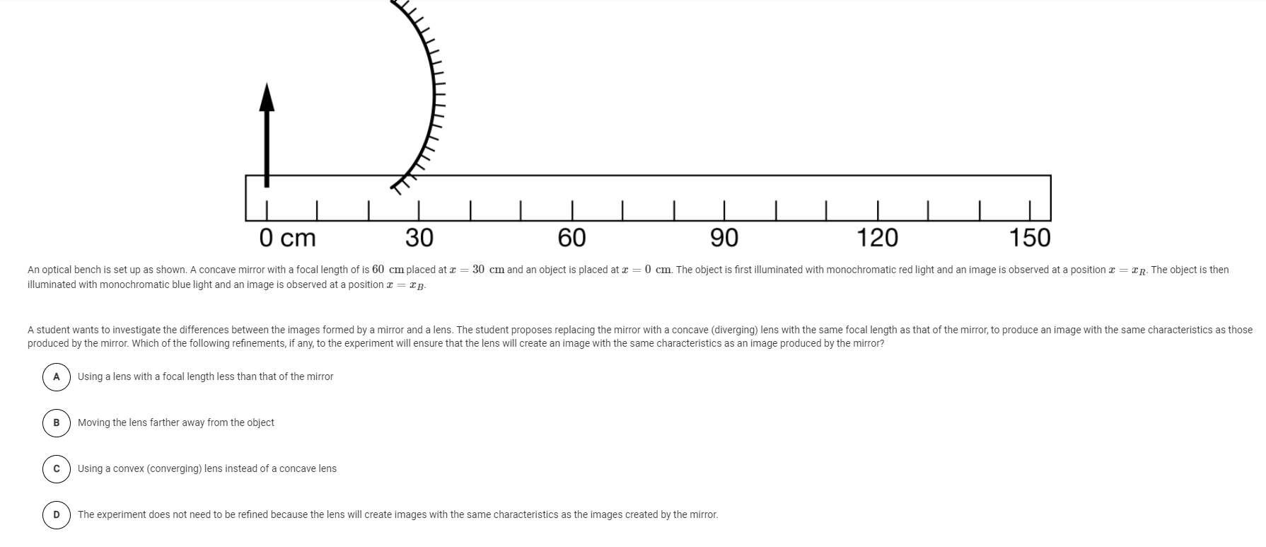 Solved 0 cm 30 60 90 120 150 30 cm and an object is placed | Chegg.com