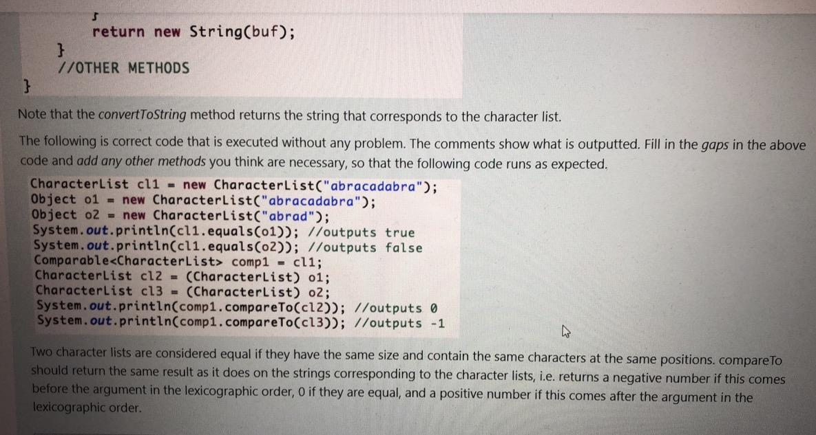 Solved The following class represents strings as lists of | Chegg.com