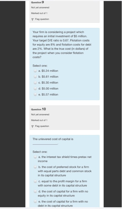 Solved Question 9 Not yet answered Marked out of 1 Flag | Chegg.com