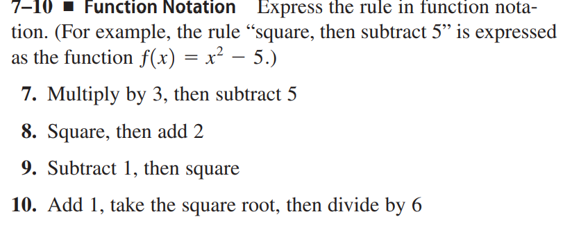 Solved 7–10 Function Notation Express the rule in function | Chegg.com