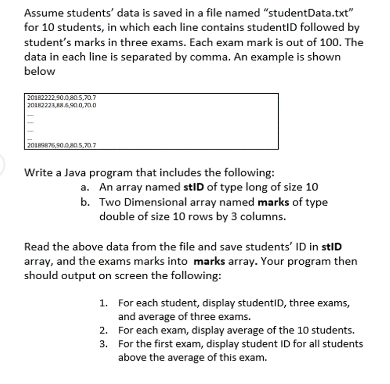 Solved Assume students' data is saved in a file named | Chegg.com
