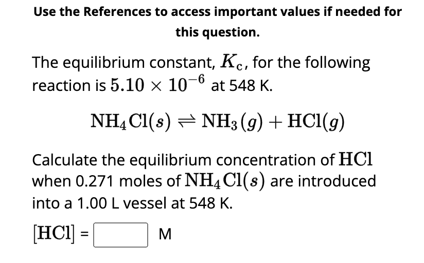 Solved The equilibrium constant, \\( K_{\\mathrm{c}} \\), | Chegg.com