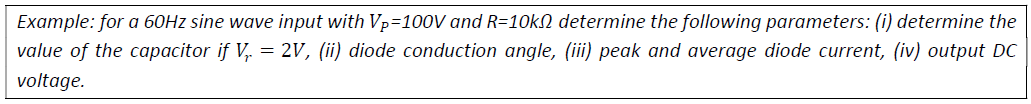 Solved Example: for a 60 Hz sine wave input with VP=100 V | Chegg.com