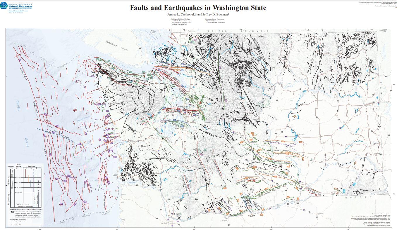 Solved 1. What do red faults on the map indicate? 2. Which | Chegg.com