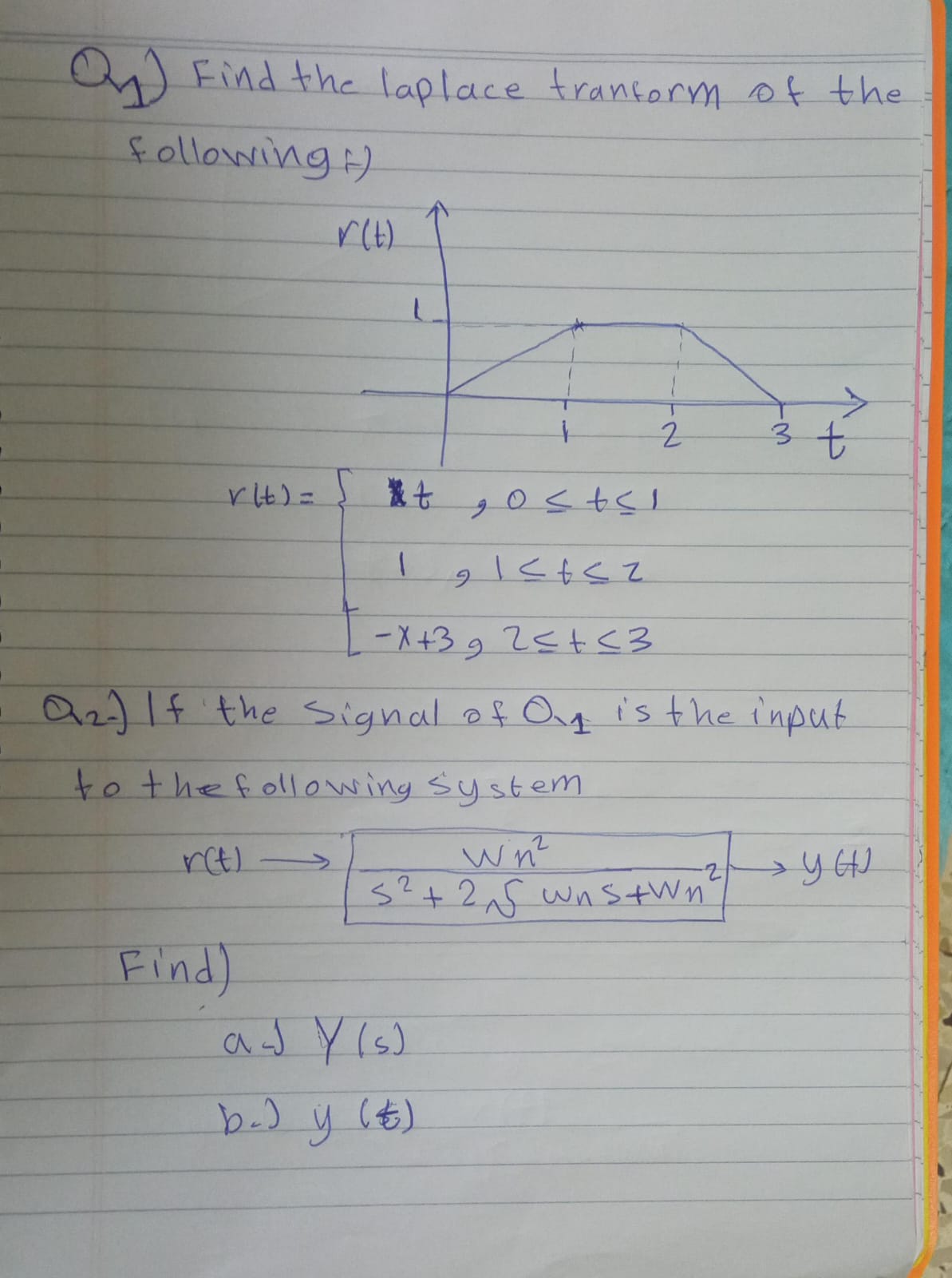 Solved Q1) ﻿Find the laplace tranform of thefollowing | Chegg.com