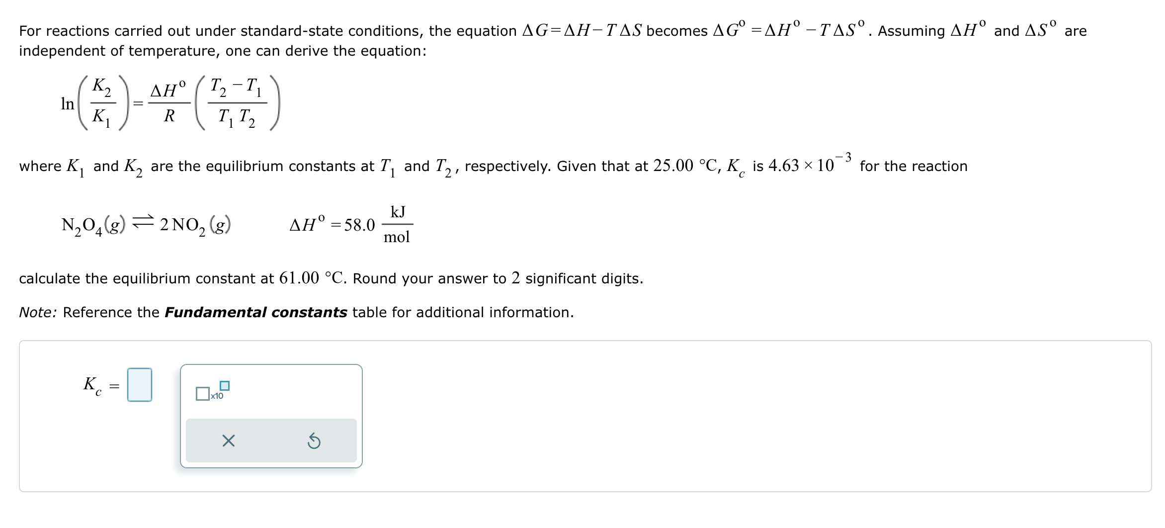Solved For reactions carried out under standard-state | Chegg.com