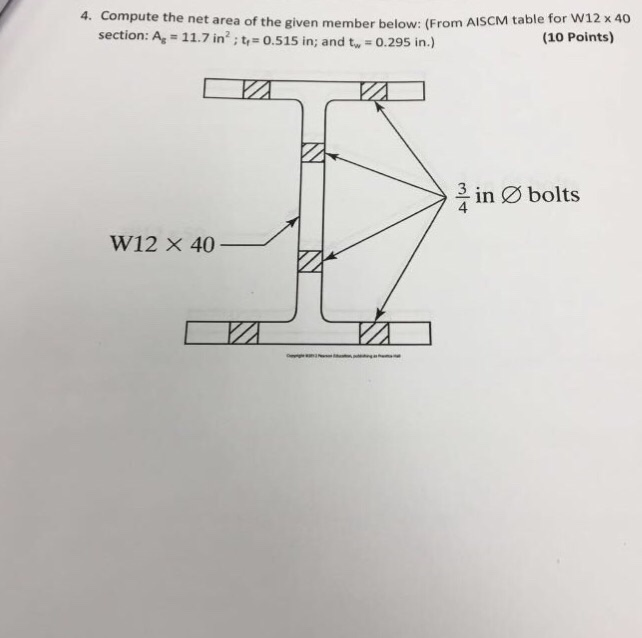 Solved 4. Compute the net area of the given member below: | Chegg.com