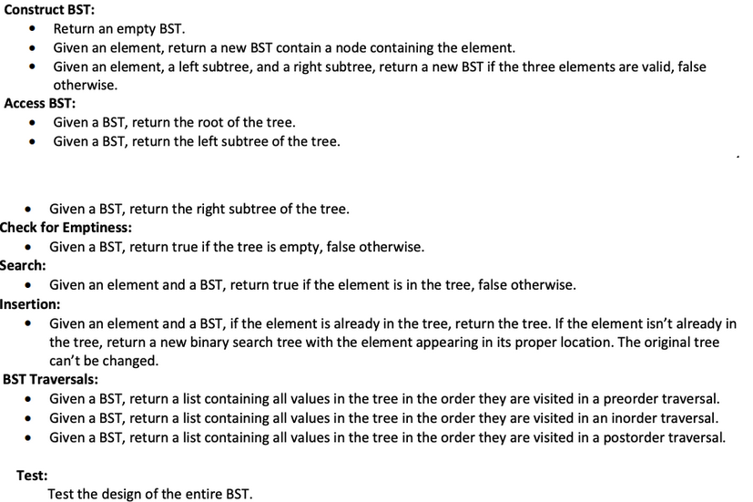 Solved Construct BST: • Return an empty BST. Given an | Chegg.com