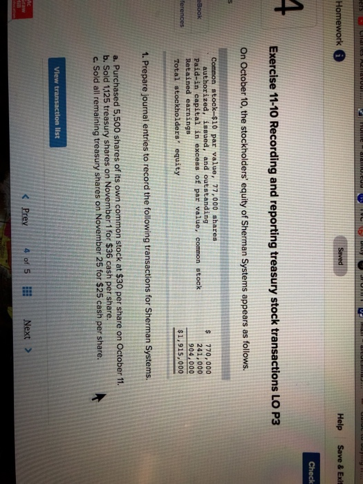 Solved Homework 6 Help Save & Exit Check Exercise 11-10 | Chegg.com