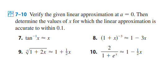 Solved 7 10 ﻿verify The Given Linear Approximation At A 0