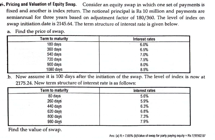 Solved Pricing and Valuation of Equity Swap. Consider an | Chegg.com