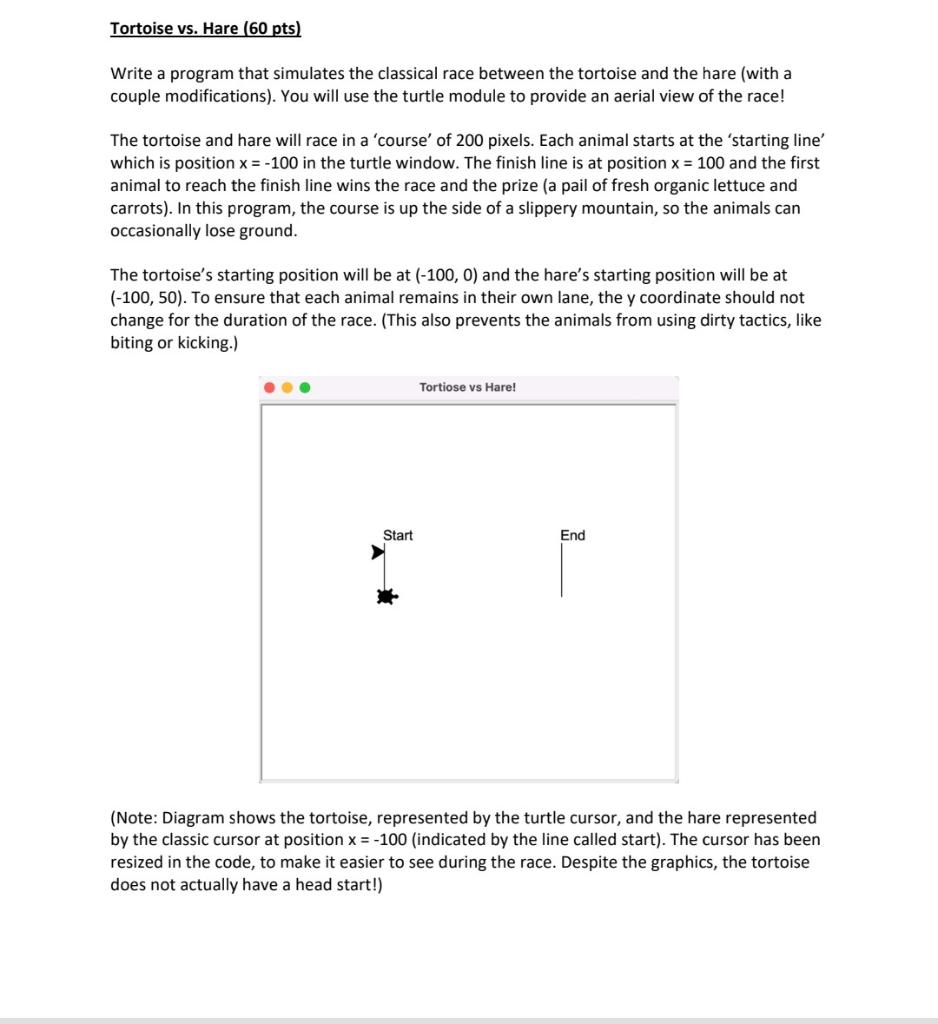 Solved Tortoise vs. Hare (60 pts) Write a program that | Chegg.com