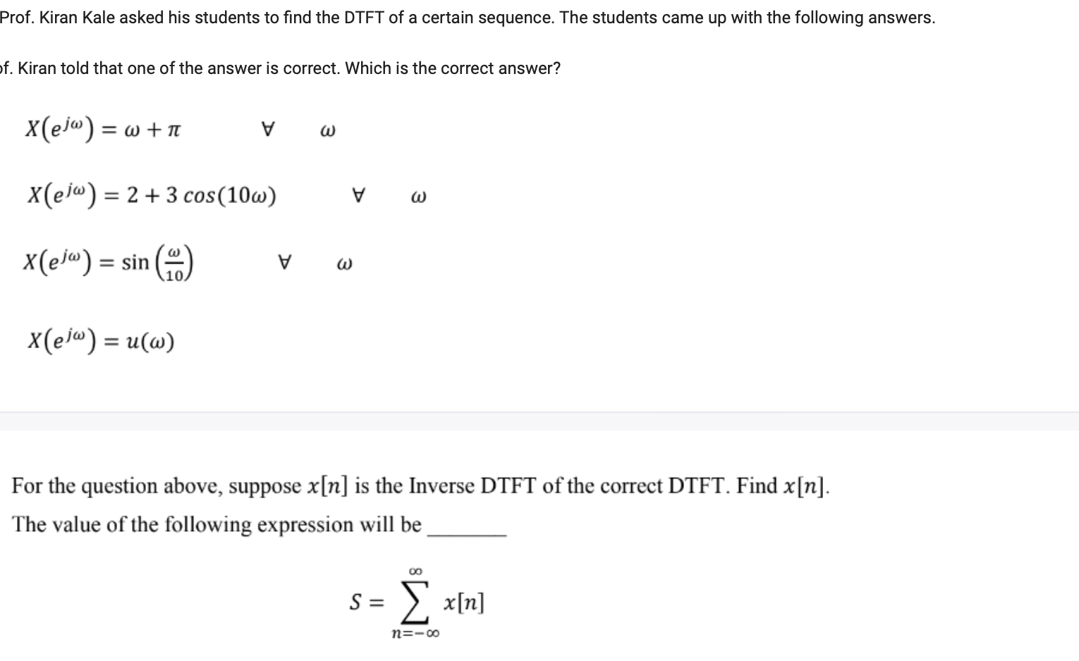 Solved For the question above, suppose x[n] ﻿is the Inverse | Chegg.com