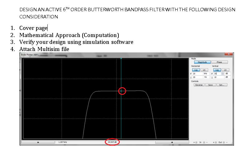 DESIGN AN ACTIVE 6TH ORDER BUTTERWORTH BANDPASS | Chegg.com