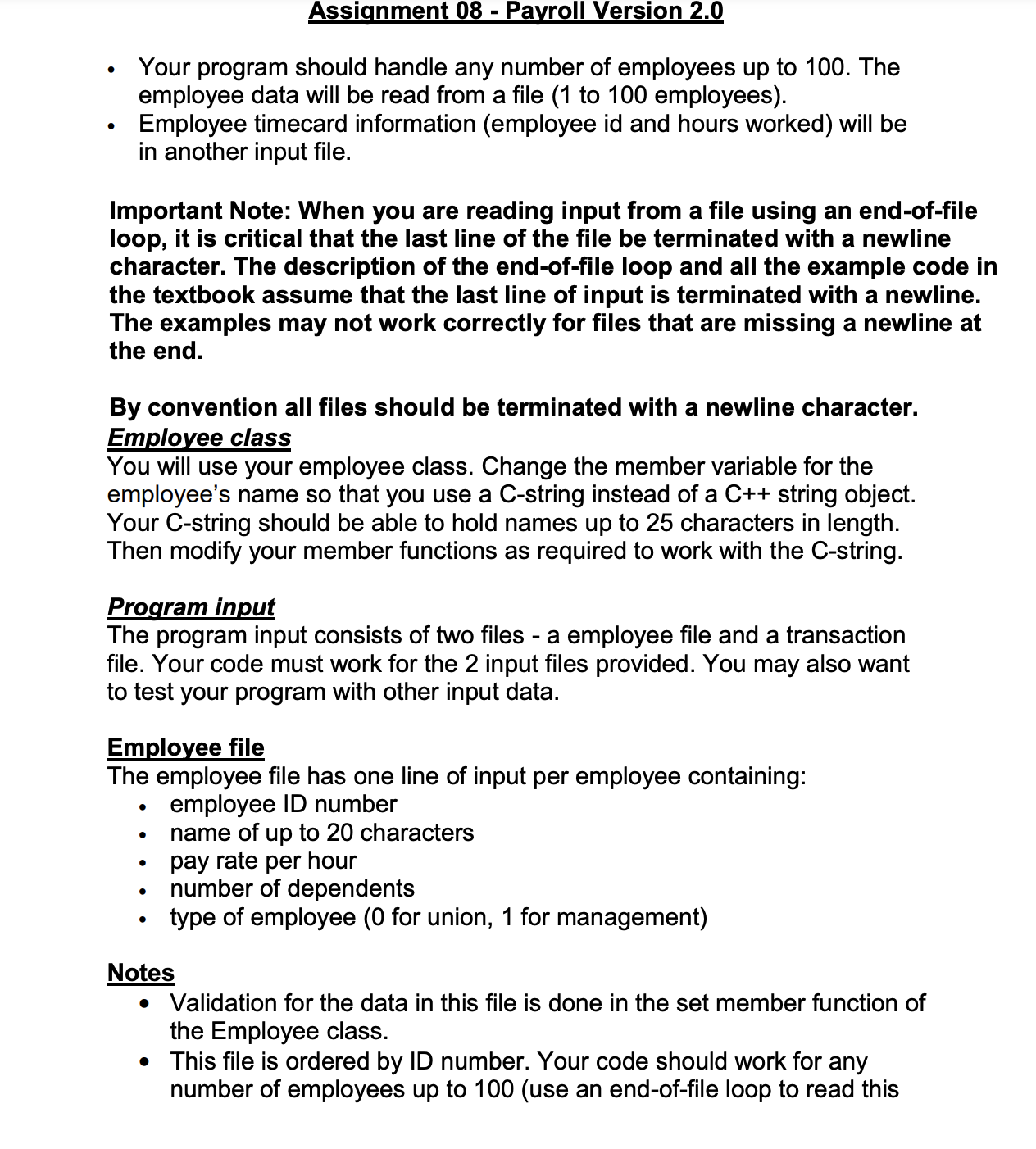 Solved Assignment 08 - Payroll Version 2.0 - Your program | Chegg.com