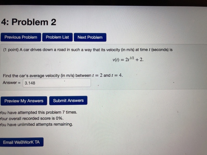 Solved 4: Problem 2 Previous Problem Problem ListNext | Chegg.com