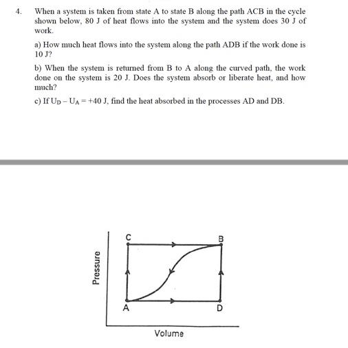 Solved When a system is taken from state A to state B along | Chegg.com