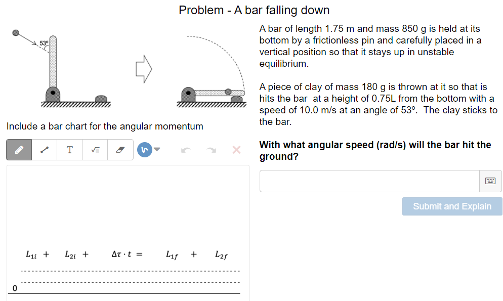 Solved Problem - A bar falling down A bar of length 1.75 m | Chegg.com
