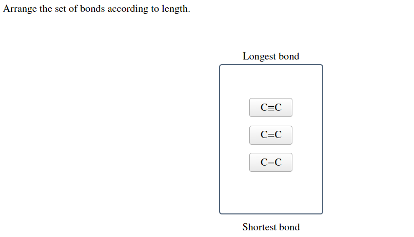 Solved Arrange the set of bonds according to length. | Chegg.com