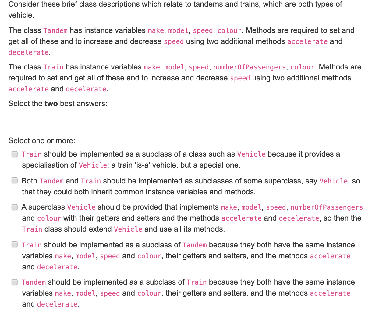 Solved Consider these brief class descriptions which relate | Chegg.com