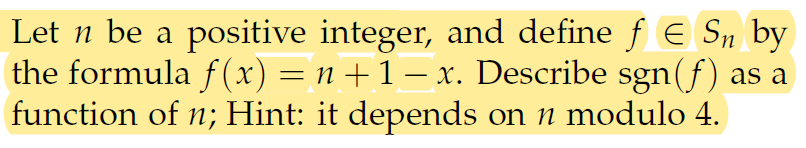 Solved Let n be a positive integer, and define f e Sn by the | Chegg.com