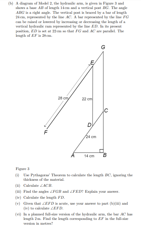 Solved (b) ﻿A diagram of Model 2, ﻿the hydraulic arm, is | Chegg.com