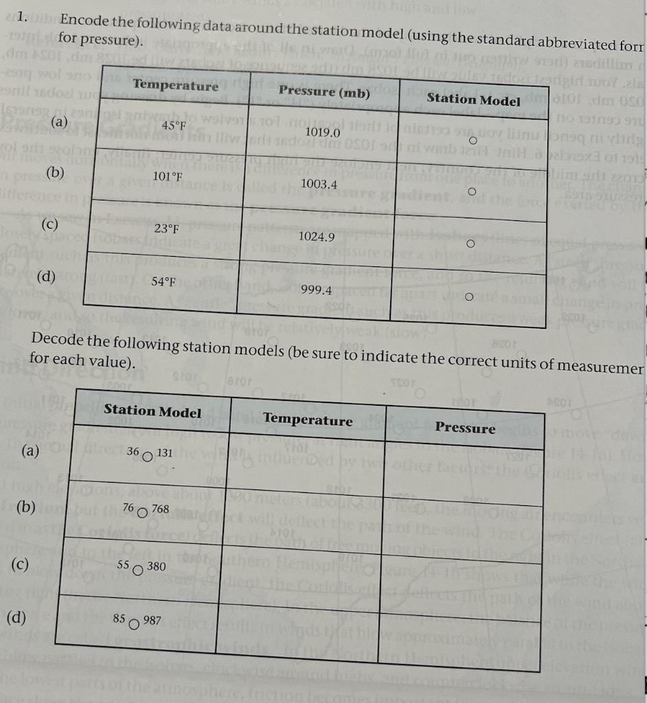 Solved 1. hibrEncode the following data around the station | Chegg.com
