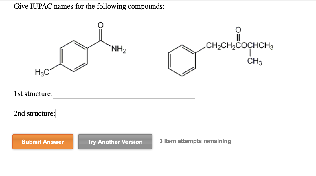Solved Give IUPAC names for the following compounds: NH2 | Chegg.com