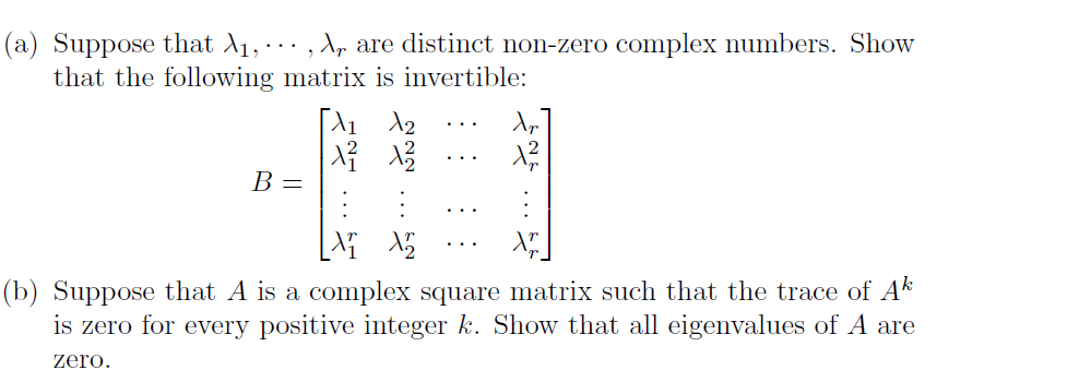 Solved (a) Suppose that 11, ,..., ty are distinct non-zero | Chegg.com