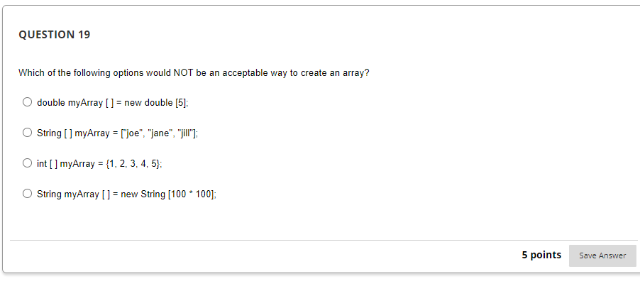 Solved QUESTION 19Which of the following options would NOT | Chegg.com