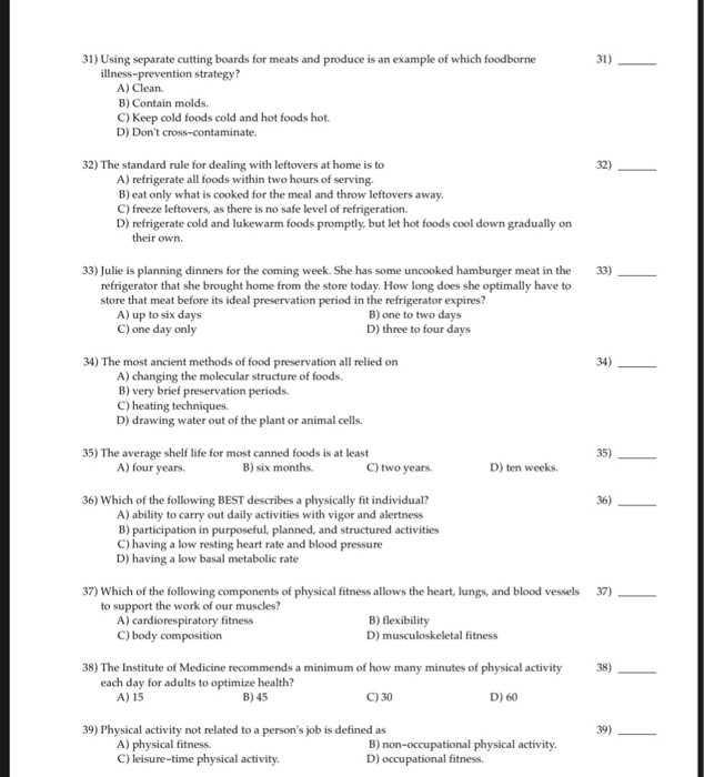 Solved 31) Using separate cutting boards for meats and | Chegg.com