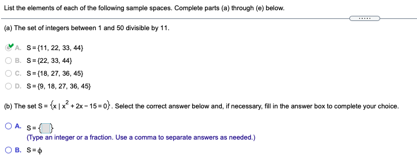 Solved List the elements of each of the following sample | Chegg.com