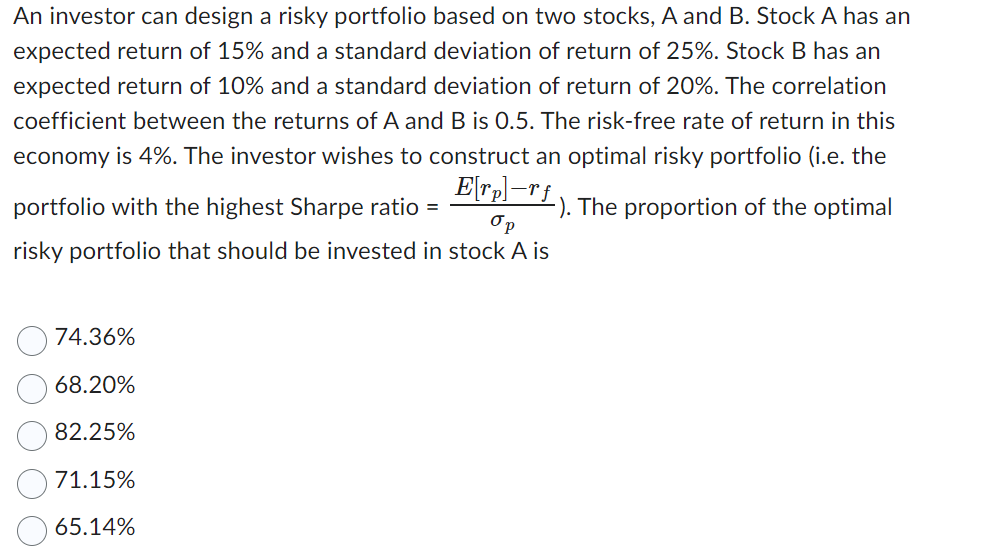 Solved An investor can design a risky portfolio based on two | Chegg.com