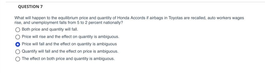 Solved What will happen to the equilibrium price and | Chegg.com