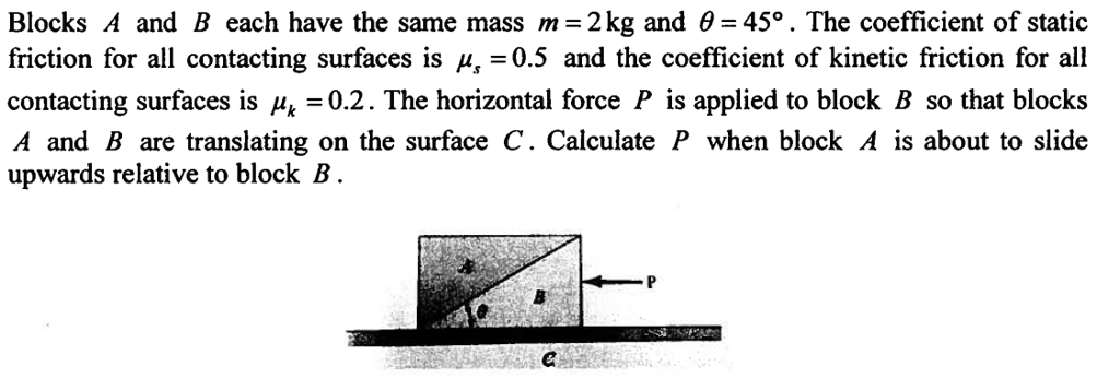 Solved Blocks A and B each have the same mass m-2 kg and | Chegg.com
