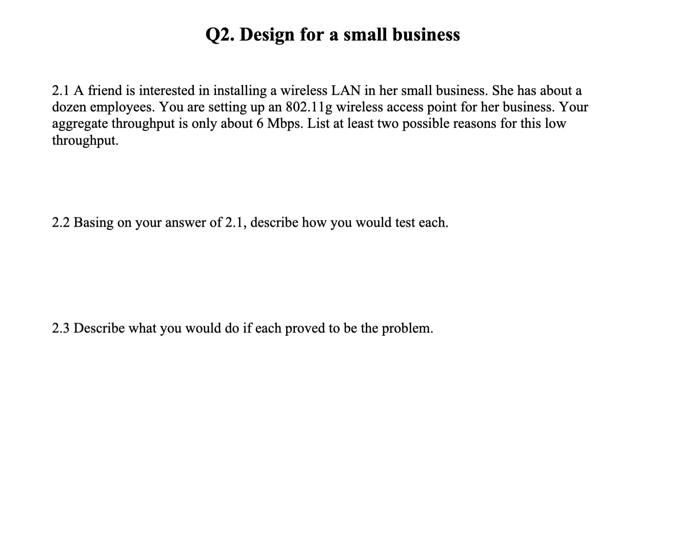 Solved Q2. ﻿Design for a small business2.1 ﻿A friend is | Chegg.com