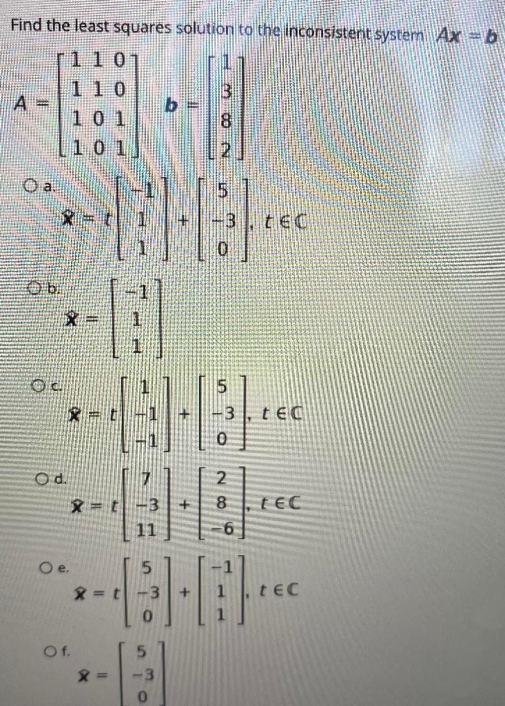 Solved Find the least squares solution to the inconsistent | Chegg.com