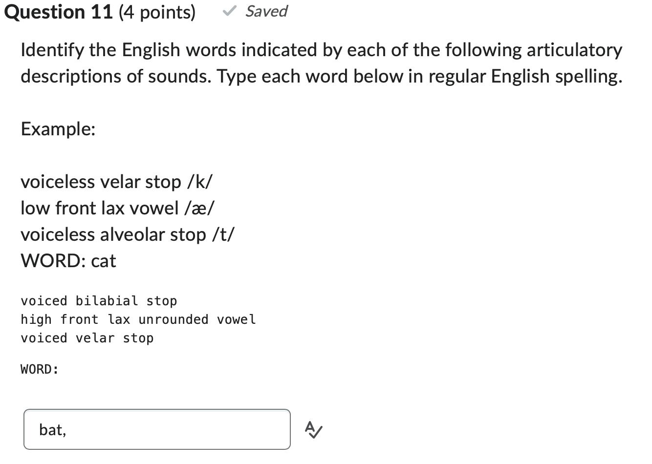 Identify the English words indicated by each of the | Chegg.com