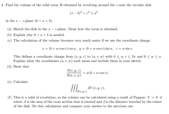 Solved Find the volume of the solid torus R obtained by | Chegg.com