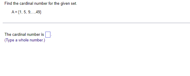 Solved Find the cardinal number for the given set. | Chegg.com