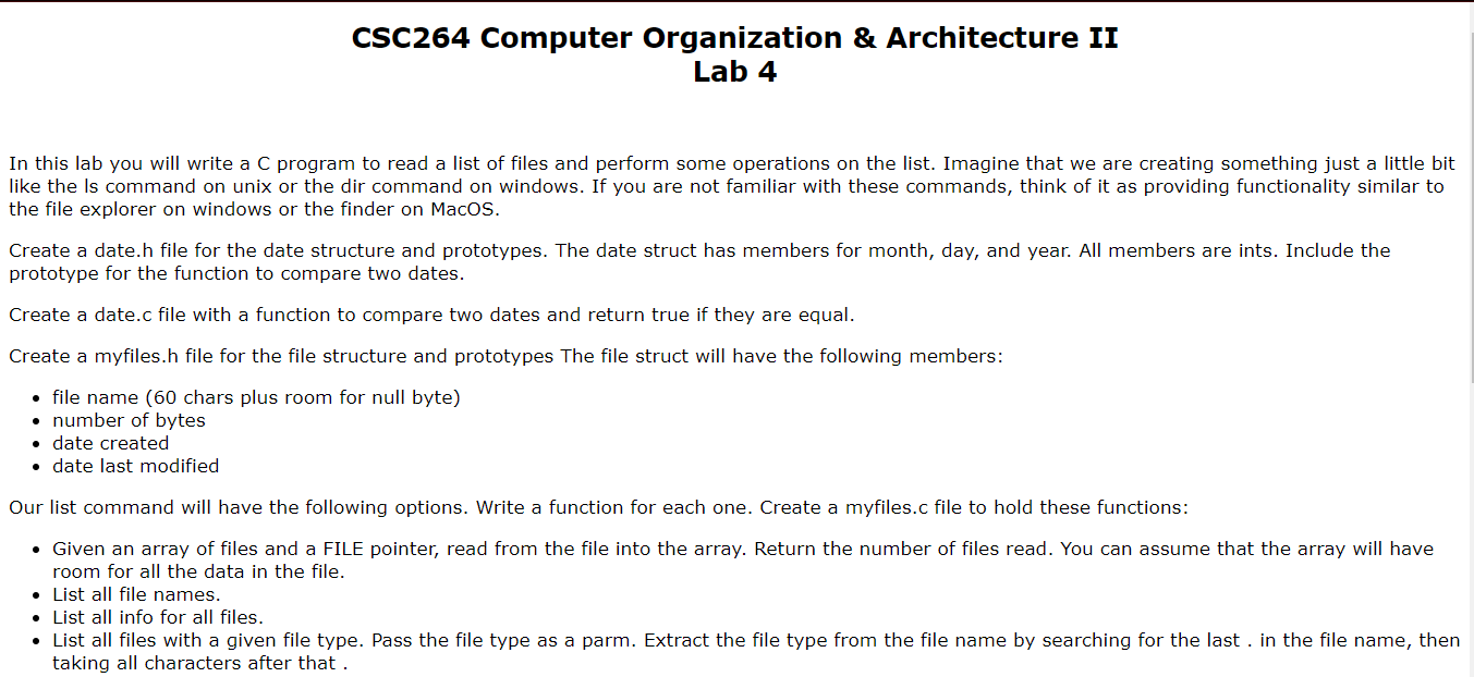 Solved CSC264 Computer Organization & Architecture II Lab 4 | Chegg.com