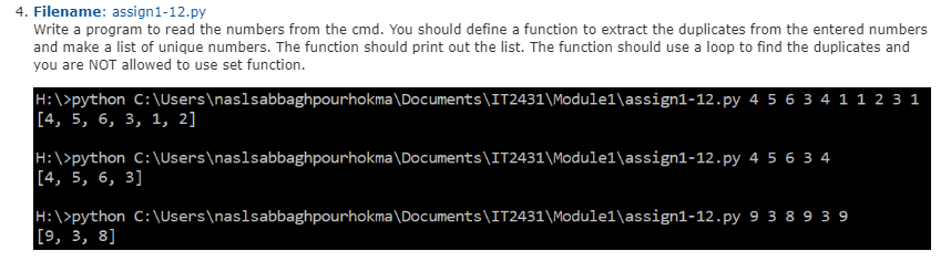 Solved 3 Filename Assign1 11 Py Using The Attached