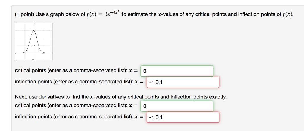 Solved (1 point) Use a graph below of f(x) = 3e-4x² to | Chegg.com