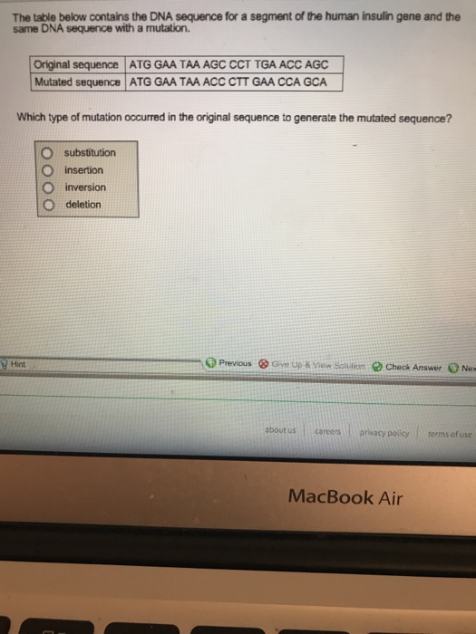 Solved The table below contains the DNA sequence for a | Chegg.com
