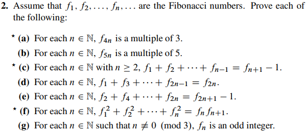 Solved 2. Assume that f1,f2,…,fn,… are the Fibonacci | Chegg.com
