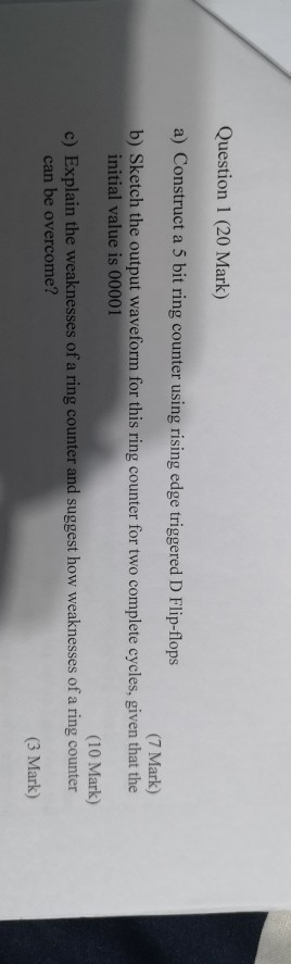 Solved Question 1 (20 Mark) a) Construct a 5 bit ring | Chegg.com