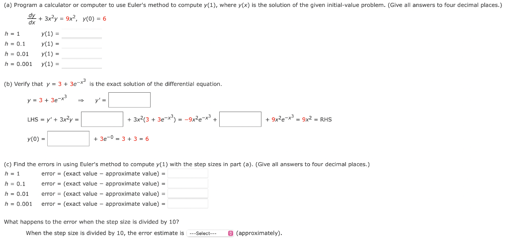 Solved (a) Program a calculator or computer to use Euler's | Chegg.com